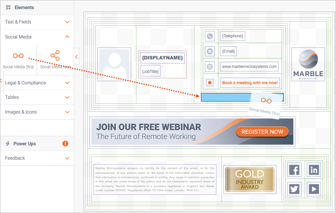 How to add, move and remove elements – Exclaimer Cloud Knowledge Base