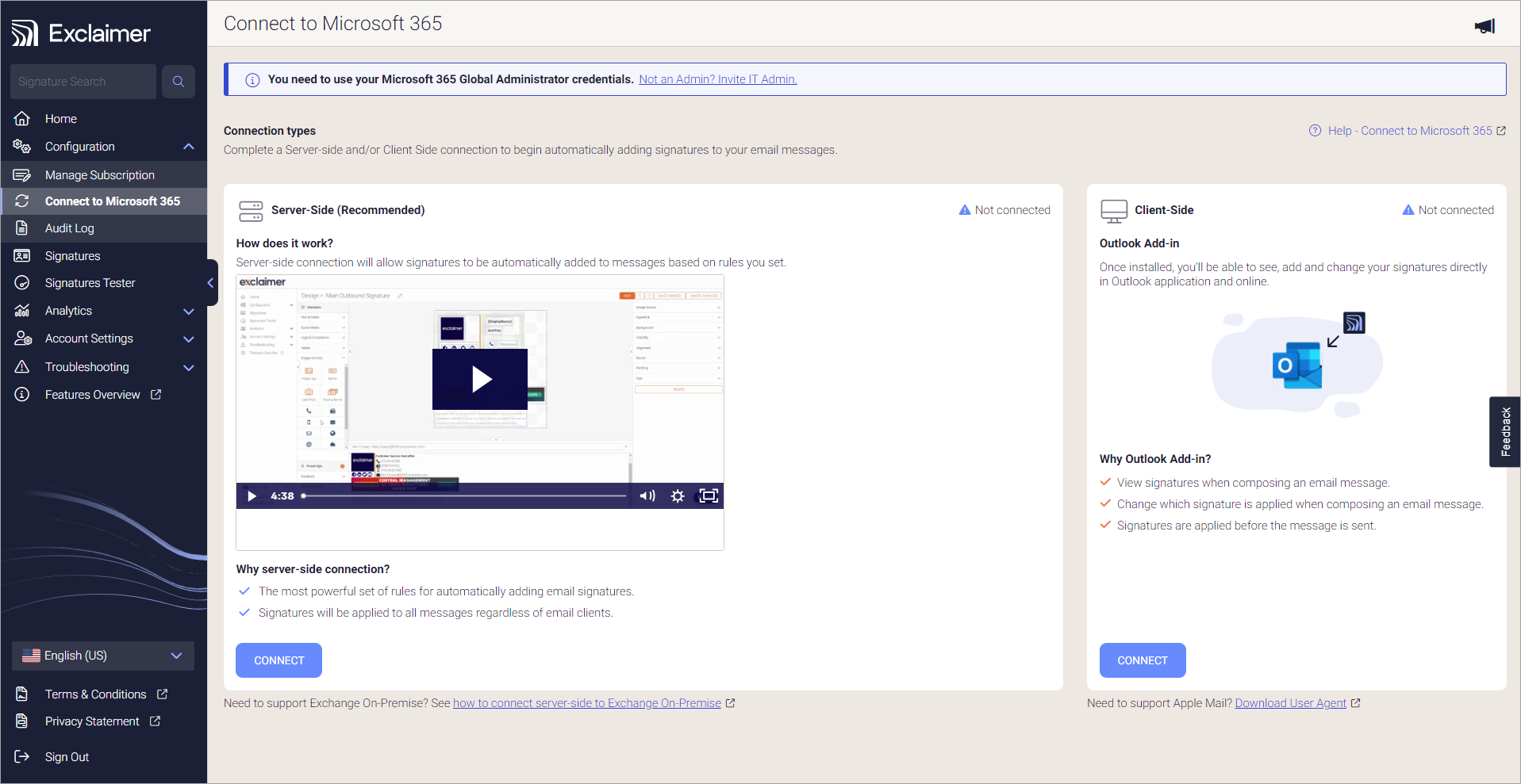 Onboarding - Connect to Microsoft 365 – Exclaimer Knowledge Base