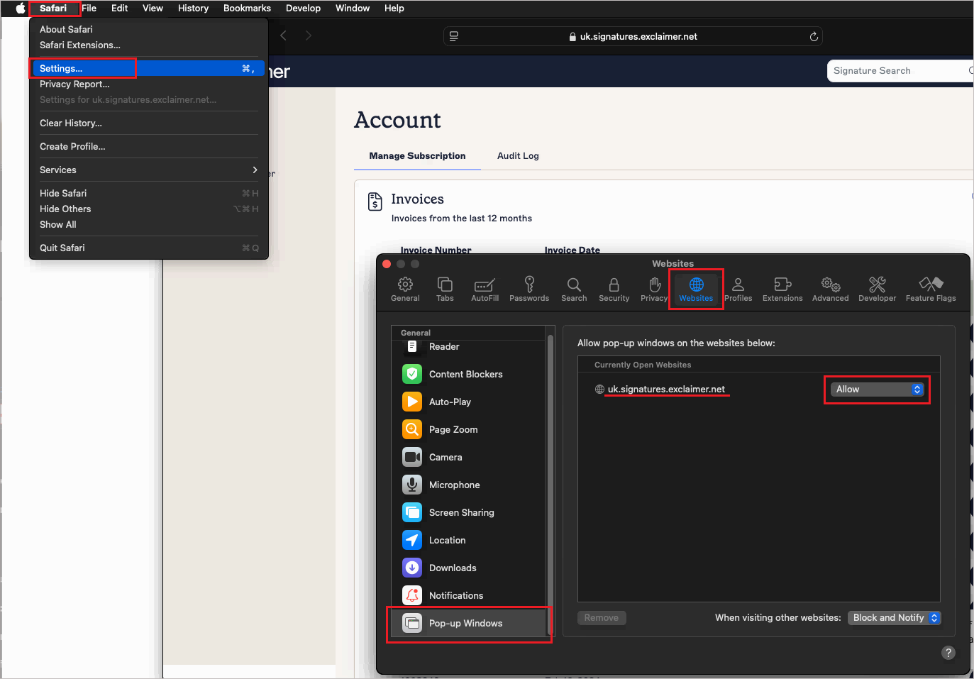 Invoices fail to download in Apple Safari – Exclaimer Knowledge Base