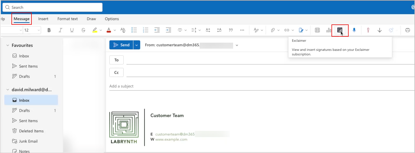 How to apply a personal signature to an email sent from a shared mailbox – Exclaimer Knowledge Base