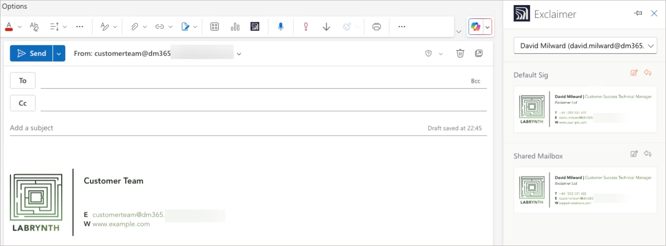 How to apply a personal signature to an email sent from a shared ...
