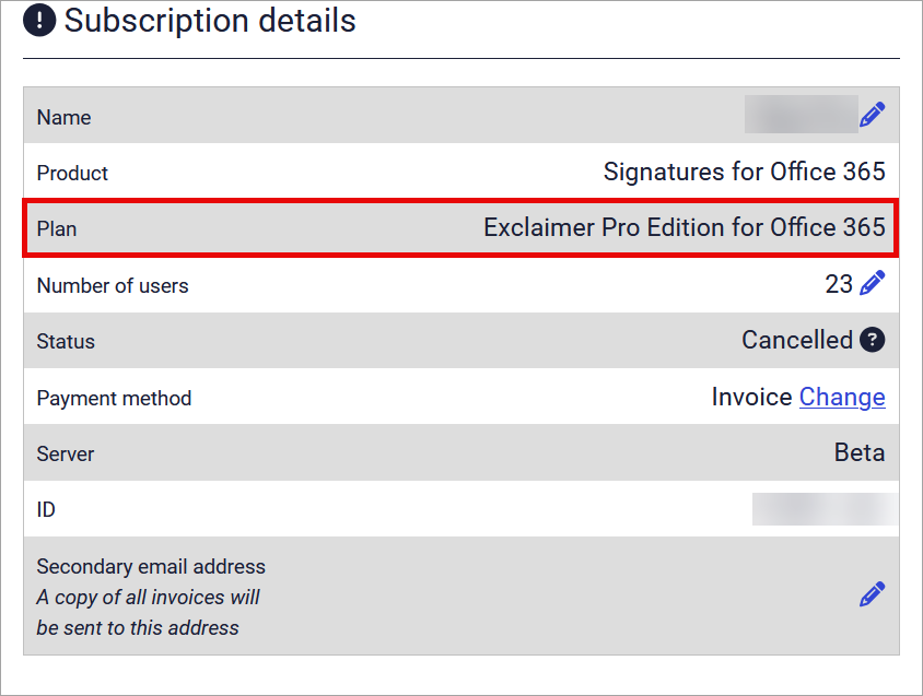 Cómo encontrar el tipo de plan en el Portal de Exclaimer – Base de conocimientos de Exclaimer